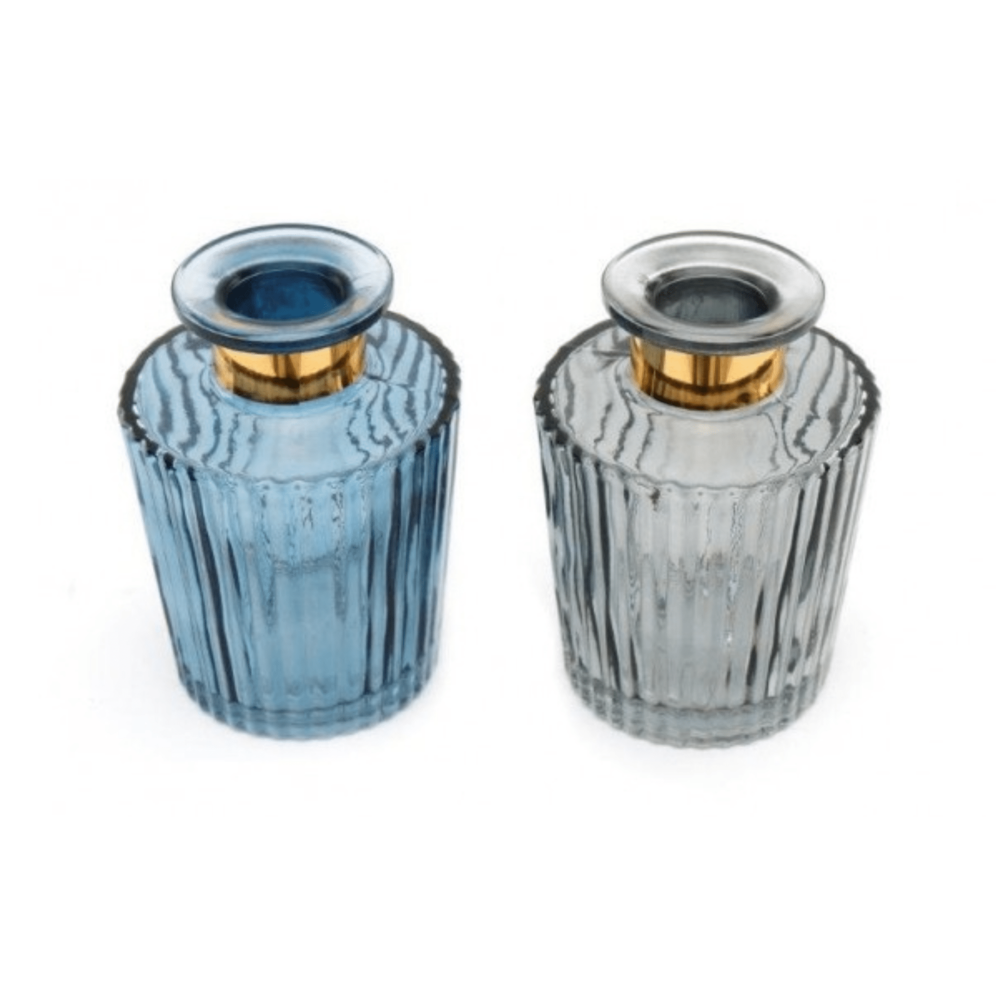 Ribbed Glass Vase With Gold Band Detail - Choose Colour – Peppy & Sage